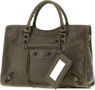 Balenciaga Lambskin Leather Top Handle Bag - Green