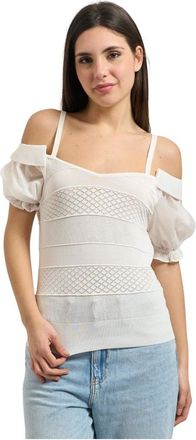 Fracomina Femme, Blouses et Chemises, Blanc, Taille: 44 FR Pull ajour&eacute; slim