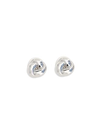 Self Portrait Womens Stud Earrings Knot Silver-Plated Brass