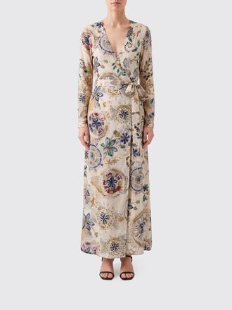 Momoni Robe longue portefeuille en viscose &agrave; imprim&eacute; ethnique et col V