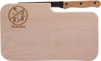 Ffelsenfest Vesperbrett mit Messer und Zunftpr&auml;gung I Geschenk f&uuml;r Elektriker I 25,5x14,5x1,3cm