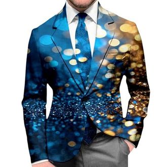 Generic Veste pour homme - Imprim&eacute; 3D multicolore - Costume de carnaval - Blazer slim fit - Aspect paillet&eacute; - Veste de costume amusante - Veste de f&ecirc;te pour c