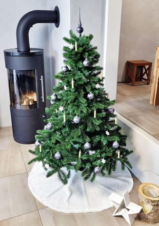 JACK Eislack Glas Christbaumkugeln Set 15x Kugel 6cm + 1x Spitze 25cm Box, Farbe:Anthrazit