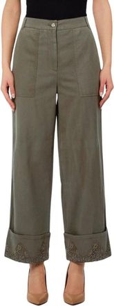 Liu Jo Femme, Pantalons, Vert, Taille: W29 Pantalon avec d&eacute;tail en macram&eacute;