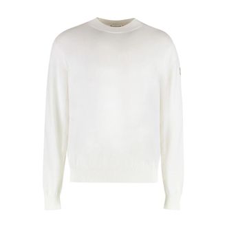 Moncler Baumwoll-Rundhals-Pullover - - Knitwear - Herren - Wei&szlig; - S