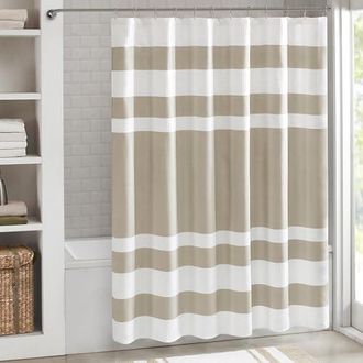 Madison Park Duschvorhang, Waffelgewebe, Stoff-Duschvorhang mit 3M-Scotchgard-Feuchtigkeitsmanagement, hochwertige Spa-Qualit&auml;t, Moderne Duschvorh&auml;nge f&uuml;r Badezimm