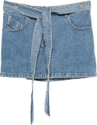 The Attico Femme, Jupes, Bleu, Taille: 36 FR Denim Wide-Leg Bermuda Shorts