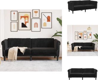 vidaXL Vidaxl - Canapé à 3 places noir velours - Canapé Trois Places - Canapé Velours - Canapé Noir - Meuble Salon - Canapé Design