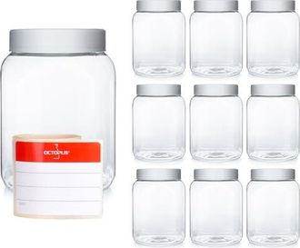 Octopus 10 gobelets en PET avec couvercle de 400 ml (vides), hauteur : 105 mm, diam&egrave;tre : 77 mm, filetage : 62 mm