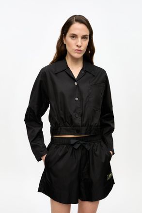 Ganni Veste courte en nylon duchesse noir - Taille 38 - Pour Femme