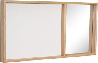 Hübsch Pinnwand mit Spiegel, Leinwand/Glas/Eiche, FSC, beige/Natur