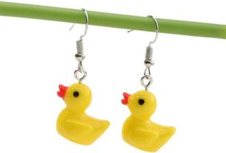 Generic Mignon Dessin anim&eacute; Canard Ours Goutte Boucles doreilles Filles Amusant Doux Jaune en Plastique Animal de Compagnie Alliage Crochet Boucles doreilles 