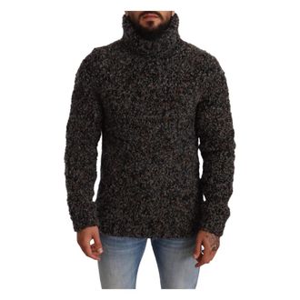 Dolce & Gabbana Eleganter gesprenkelter Rollkragenpullover - - Knitwear - Herren - Grau - S