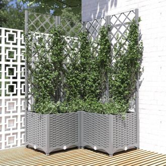 vidaXL Jardini&egrave;re avec treillis Gris clair 80x80x136 cm pp