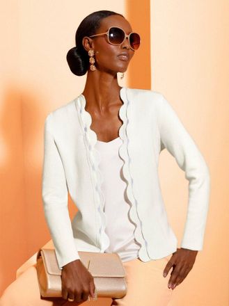 Cr&eacute;ation L Strickjacke Strickjacke Langarm Jacquard, Feinstrick