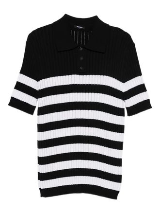 Balmain striped-pattern polo shirt - Noir
