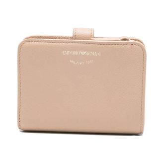 Emporio Armani Femme, Accessoires, Beige, Taille: ONE Size Portefeuille bi-fold en cuir foulonn&eacute;