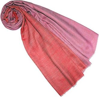 Lorenzo Cana Lorenzo Cana Écharpe réversible tissée bicolore pour femme 100 % cachemire, étole, châle, foulard, pashmina, Rouge rose., Taille Unique