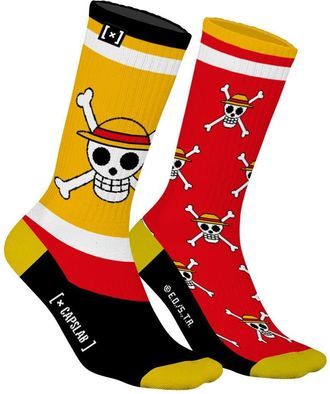 Capslab Herrensocken, One Piece, Baumwolle, 1 Paar Fantasie-Socken, limitierte und originelle Edition, Rot / Gelb / Wei&szlig; / Schwarz, 39-42