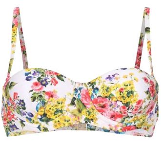 Dolce & Gabbana White Floral Bikini Top Size L