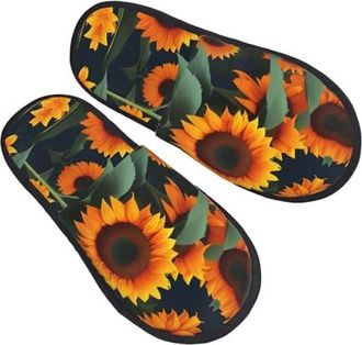 Generic Confortable Pantoufles Hommes Imprim&eacute; tournesol orange Chausson Maison &eacute;l&eacute;gant Chaussons dint&eacute;rieur pour Homme Femme Hiver L