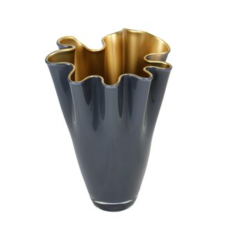Signature Home Collection Glasvase Gold grau Blumenvase mundgeblasen 21 x 21 x 30 cm, CO-17-RG-LM