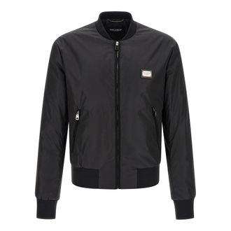Dolce & Gabbana Homme, Vestes, Noir, Taille: 3XL Nylon Bomber Jacket