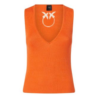 Pinko Transparent Logo Baumwoll-Top Set - - Tops - Damen - Orange - XS