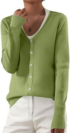 Generic Cardigan &agrave; manches longues pour femme - Cardigan ouvert sur le devant - L&eacute;ger - Long manteau en tricot d&eacute;contract&eacute; et &eacute;l&eacute;gant - Couleur unie - Automne