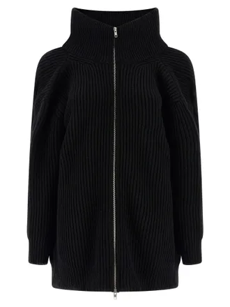 Maison Margiela Ribbed Wool Knit Cardigan - Black