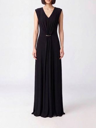 Sportmax Robe de soir&eacute;e longue en jersey sans manches avec col en V et taille drap&eacute;e