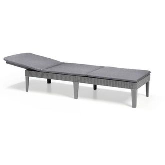 Allibert Bain de soleil avec coussin coloris gris fonce - imitation rotin tresse Allibert by keter - 4 positions - jaipur