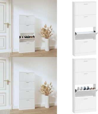 vidaXL Vidaxl - Schuhschrank Hochglanz-Weiß 59x17x150 cm Holzwerkstoff - Schuhschrank - Schrank - Garderobe - Aufbewahrung - Organisation - Home & Living