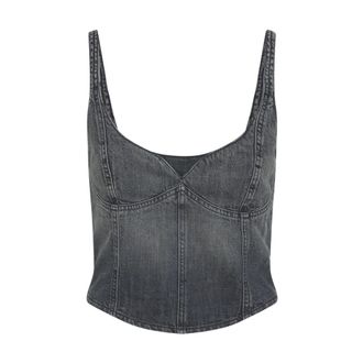 Balenciaga Blauer Denim Korsett Top - - Tops - Damen - Blau - 2XS