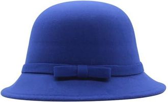Generic Chapeau cloche unisexe pour femme des années 1920 en fausse laine écrasable chapeau melon vintage chapeau rond grand et grand chapeau, bleu, Taille un