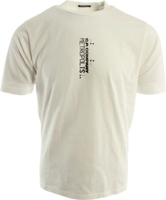 C.P. Company C.p. Company, Homme, Tops, Blanc, Taille: S T-shirt &agrave; imprim&eacute; graphique