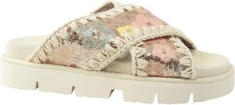 Mou Femme, Chaussures, Beige, Taille: 40 EU Sequins Criss-Cross Bio Sandal