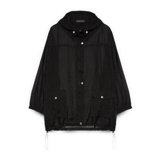 Fiorella Rubino Femme, Vestes, Noir, Taille: 40 FR Parka en voile avec capuche