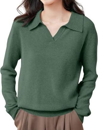 Generic Pull Cachemire Femme El&eacute;gant Hunts Maille &agrave; Manches Longues Col V L&eacute;ger Doux Hauts Confortable et Chaud Femme Pulls Classique Uni Pulls Tenue D&eacute;contra