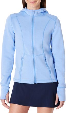 Amazon Essentials Active Damen Damen Fitted Active Sweat Zip Jacke mit Kapuze, Kornblumenblau, XL