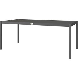 OUTSUNNY Table de jardin 8 personnes rectangulaire plateau effet lattes acier &eacute;poxy anthracite