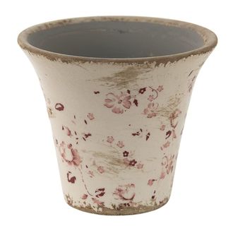 Clayre & Eef 6CE1418 Blumentopf f&uuml;r Innen Rosa, Beige &Oslash; 12x11 cm