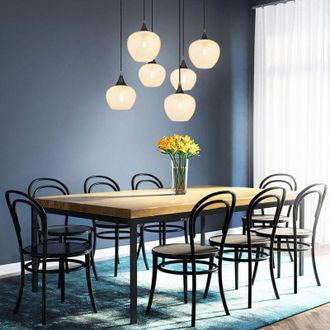 Globo Lighting Pendelleuchte Hängelampe Esszimmerleuchte 6 flammig Glas schwarz-matt L 86 cm