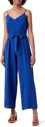 Only Combinaison &eacute;l&eacute;gante pour femme - Ceinture - Volants - Bretelles fines, bleu, XL
