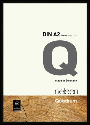Nielsen Design Bilderrahmen, 42 x 59,4 cm (A2), Holz, Schwarz, Posterrahmen zum Aufhängen im Hoch- & Querformat, Echtglas, Quadrum