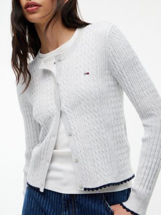 Tommy Jeans Strickjacke TJW CABLE CREW NECK CARDIGAN EXT Viskosemischung, mit Zopfmuster