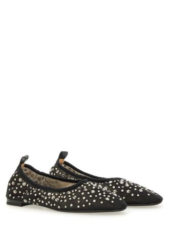 Tory Burch Crystal-Embellished Nylon Flat - Black