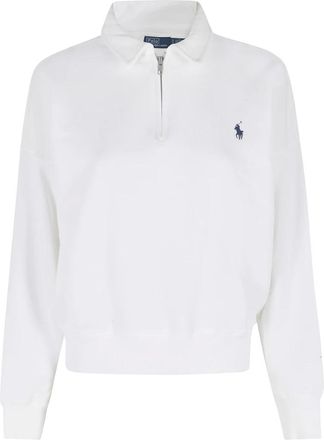 Polo Ralph Lauren Femme, Sweatshirts et sweats &agrave; capuche, Blanc, Taille: 36 FR Half Zip SweaT-shirt