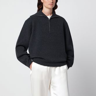 R&oacute;he Charcoal grey wool and cashmere pullover