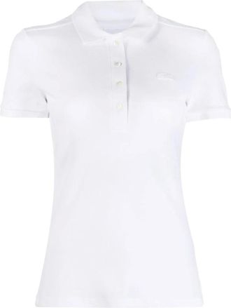 Lacoste Femme, Tops, Blanc, Taille: 36 FR Polo L.12.D Coupe Slim Stretch Mini Piqu&eacute;